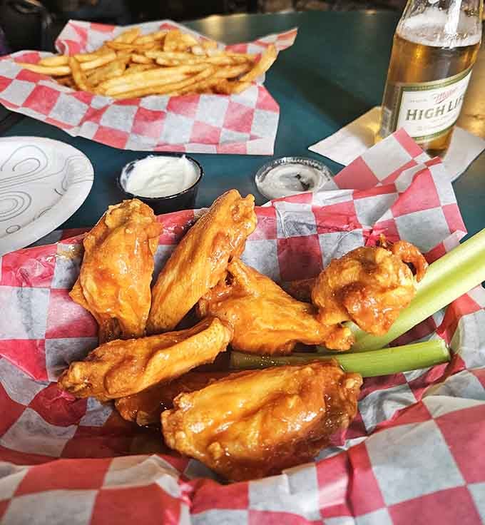 Wings and fries together create the kind of meal that makes you forget about your diet and remember why comfort food earned its name.