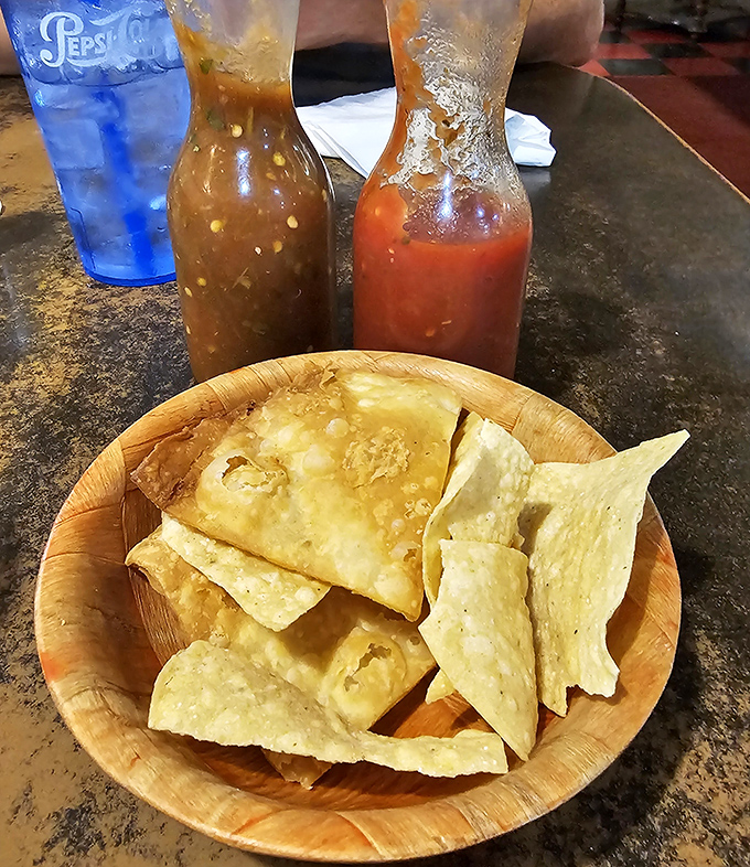 House-made chips and two varieties of salsa &ndash; the kind you'll be tempted to smuggle home in your purse.