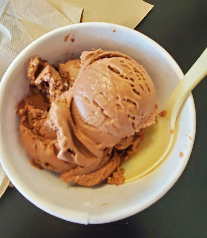 Chocolate ice cream so rich it should require a license &ndash; velvety, intense, and making a strong case that happiness is indeed a bowl of frozen cocoa.