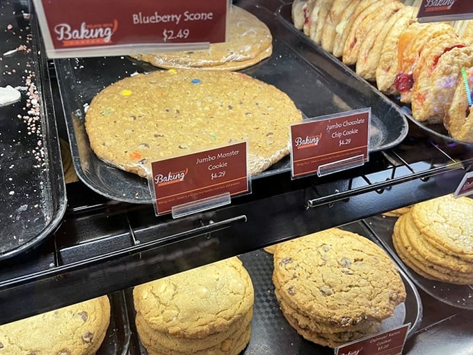 Monster cookies and chocolate chip behemoths stand ready to fuel the next leg of your journey with buttery comfort.