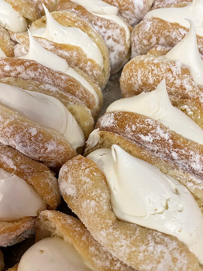 Cream-filled pastry dreams that would make a French patissier tip their hat in respect. Flaky, creamy, heavenly.