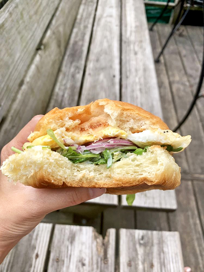 The Day Maker lives up to its name—local eggs and Vermont cheddar nestled on house-made bread that's been griddled golden.