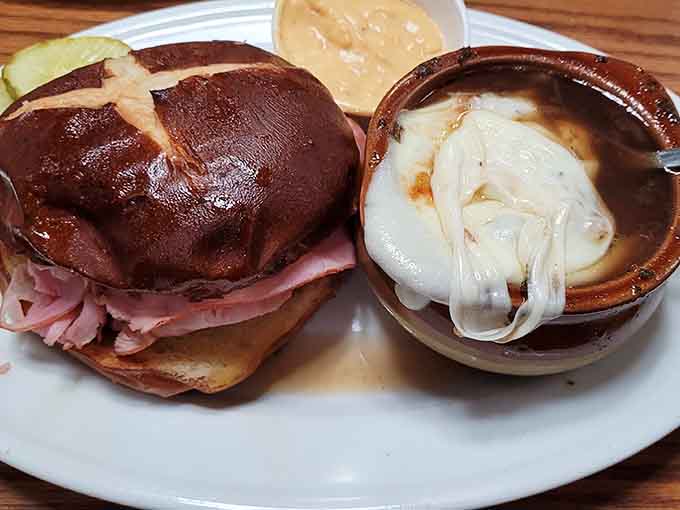 The way that cheese stretches and those onions peek through tells you everything you need to know about quality.