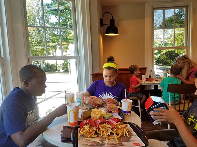 Young diners probably don't appreciate the architectural significance, but they certainly enjoy those golden fries.