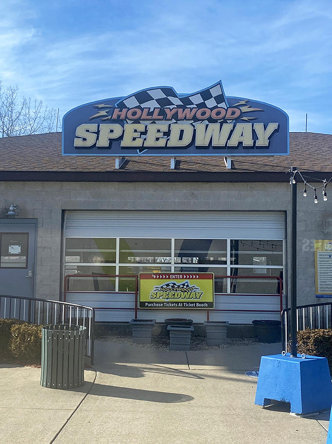 The Hollywood Speedway entrance &ndash; where ordinary folks enter and racing legends exit, at least in their own minds.