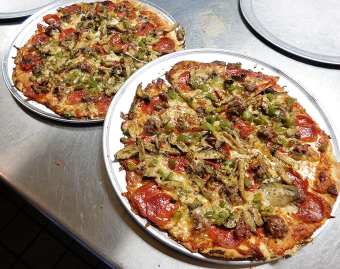 Everything but anchovies means a glorious combination of toppings that somehow all get along like old friends at a reunion.