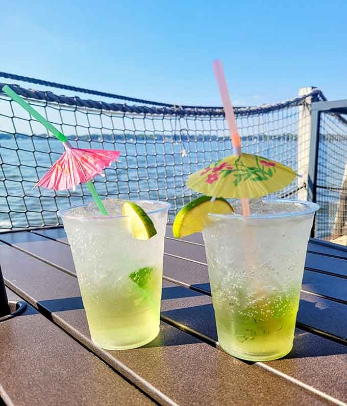 Those cocktails with tiny umbrellas are giving off serious vacation vibes, making you forget you're still technically in Illinois.