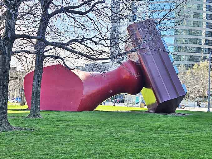 The view from behind reveals the substantial engineering required to make this whimsical concept a reality in three-dimensional space.