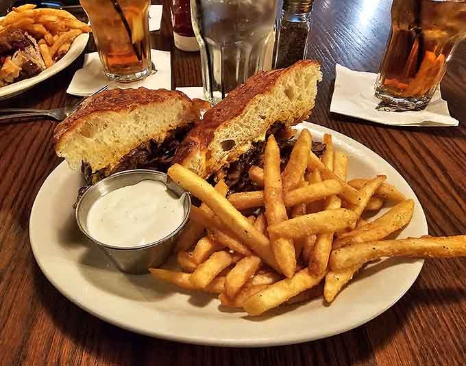 That au jus isn't just for show, it's liquid gold that transforms each bite into pure magic.