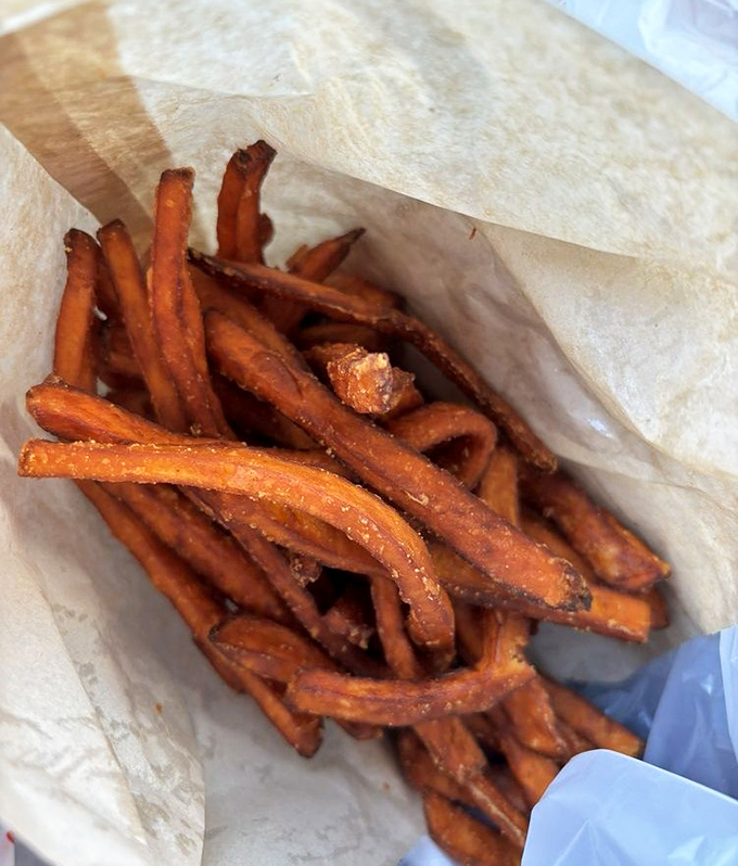 Each sweet potato fry achieves the impossible balance &ndash; crispy exterior giving way to a tender, sweet interior that keeps you reaching for more.