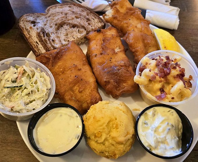Who says BBQ joints can't do fish? This golden-fried catch of the day proves that Boondocks isn't just blowing smoke when it comes to seafood.
