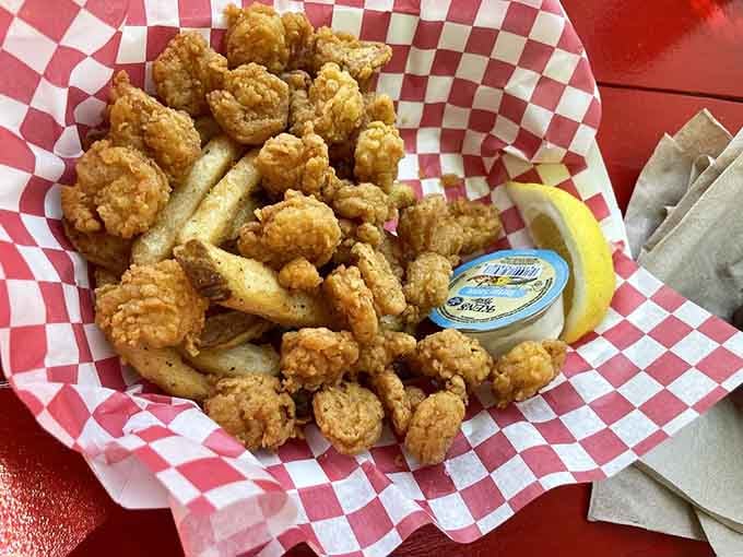 A shrimp basket that's basically a golden, crispy love letter to everything good about fried seafood done right.