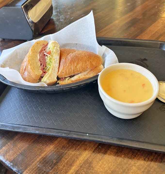 That golden beer cheese soup paired with a loaded hoagie creates a meal that'll warm you through any Minnesota winter.