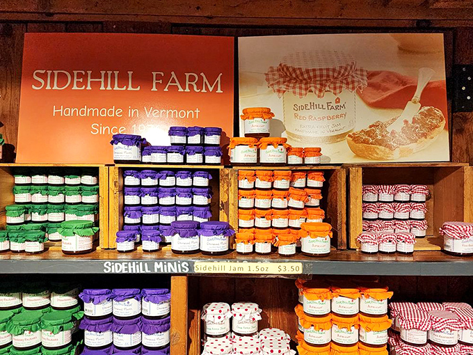Sidehill Farm preserves display showcases Vermont's fruit bounty &ndash; each jar containing summer sunshine that somehow tastes even better in winter.