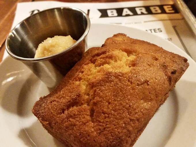Humble cornbread gets the VIP treatment with a side of honey butter that melts on contact – worth every mile driven.