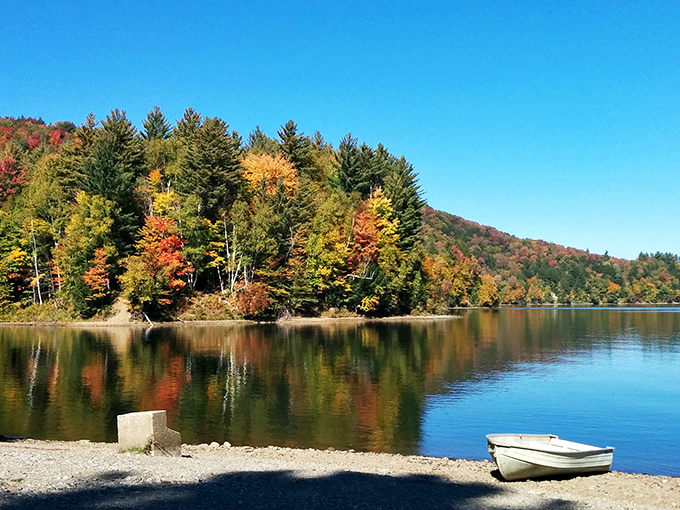 Nature's perfect counterbalance to culinary indulgence, with serene waters reflecting Vermont's stunning mountain landscape.