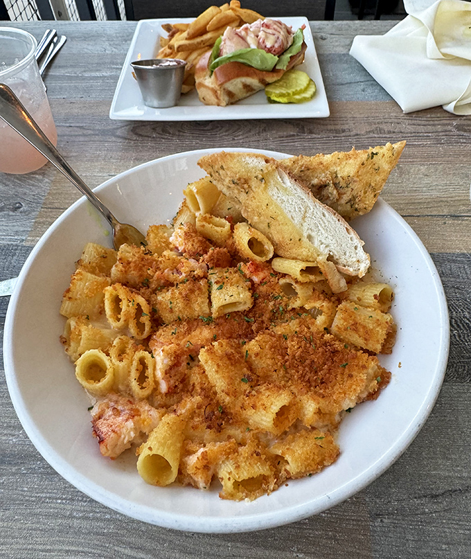 The ultimate comfort food pairing &ndash; DiMillo's lobster mac and cheese alongside their famous lobster roll creates a Maine seafood experience that borders on religious.