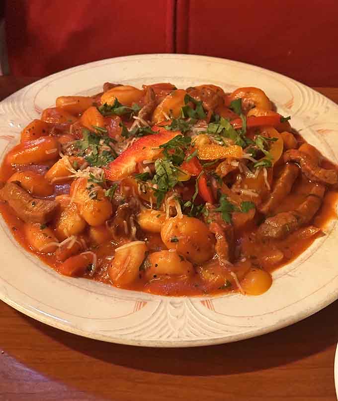 The Beef Bourguignon over gnocchi proves this kitchen doesn't play around, delivering rich, wine-infused comfort in a bowl that demands your full attention.