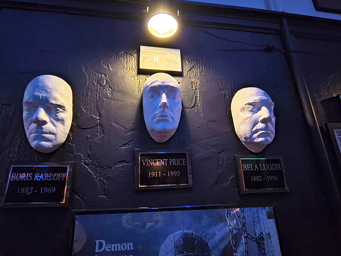 The death masks of horror legends Boris Karloff, Vincent Price, and Bela Lugosi preserve the faces that launched a thousand nightmares.