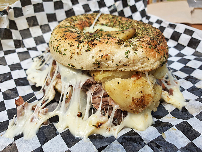 Cheese pulls for days! The McMyer sandwich oozes melty goodness between a Montreal-seasoned bagel that's crisp yet tender.