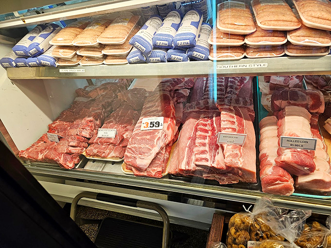 Meat lover's dream or vegetarian's nightmare? This display case is a carnivorous work of art that'll make your mouth water faster than Pavlov's dogs.