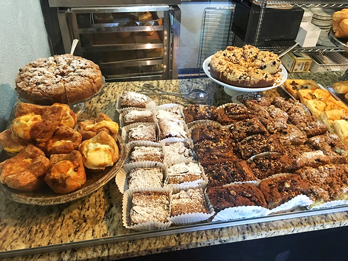 Welcome to carb heaven! This display is like a greatest hits album of pastries &ndash; each one a chart-topping sensation for your taste buds.