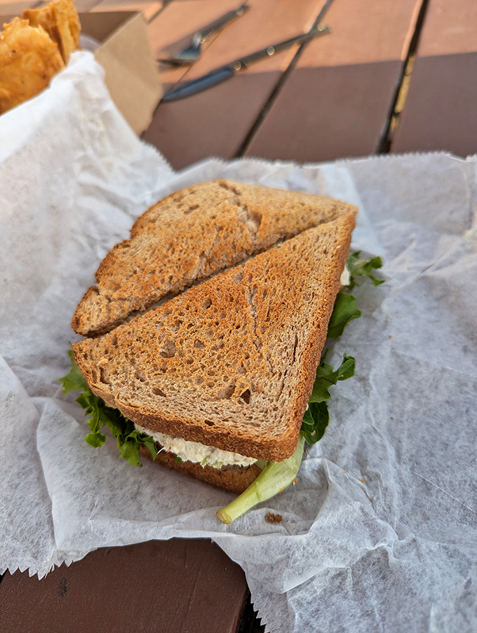 Sometimes simplicity wins &ndash; fresh tuna salad on hearty bread proves Goldthwaite's excellence extends beyond lobster.