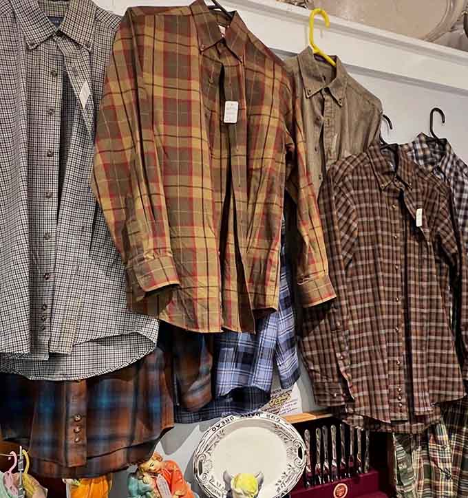 Plaid shirts hang in timeless patterns that prove some styles never really go out of fashion, they just wait patiently.