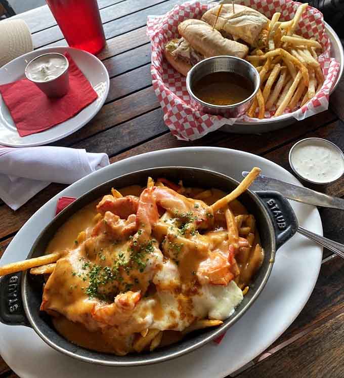 When your table looks like this, with lobster poutine and a perfectly assembled burger, you know you've made all the right life choices today.