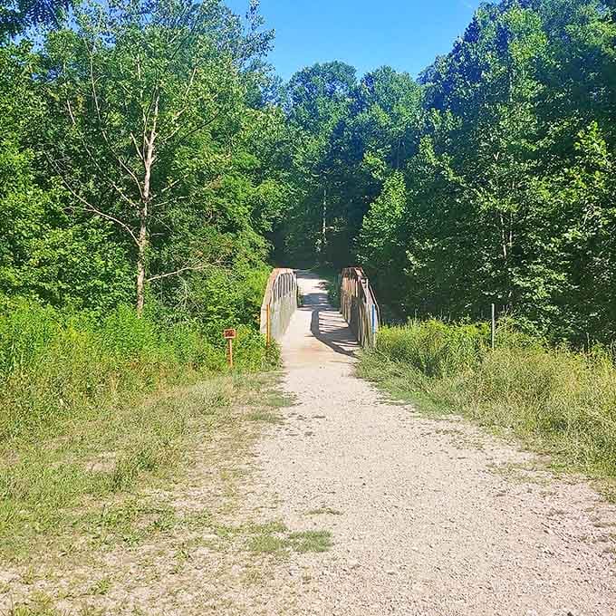 This unassuming bridge carries adventurers across the final stretch before reaching Moonville's haunted passageway.