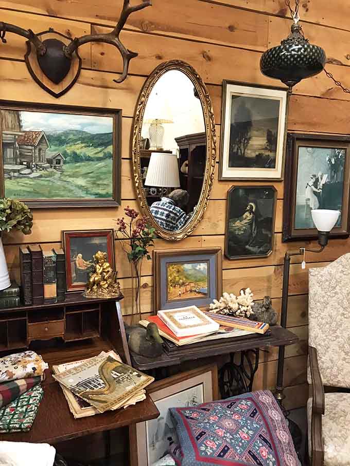 Ornate mirrors and pastoral paintings transport you to simpler times when the biggest decision was which shade of barn red.