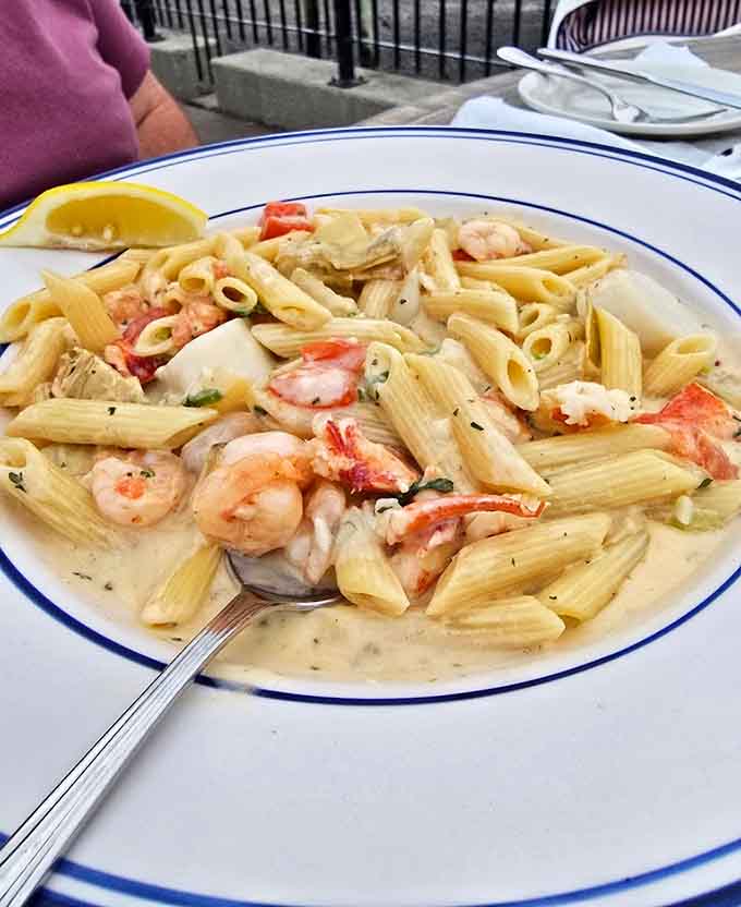 Creamy pasta loaded with seafood is what happens when comfort food gets a coastal Maine upgrade.