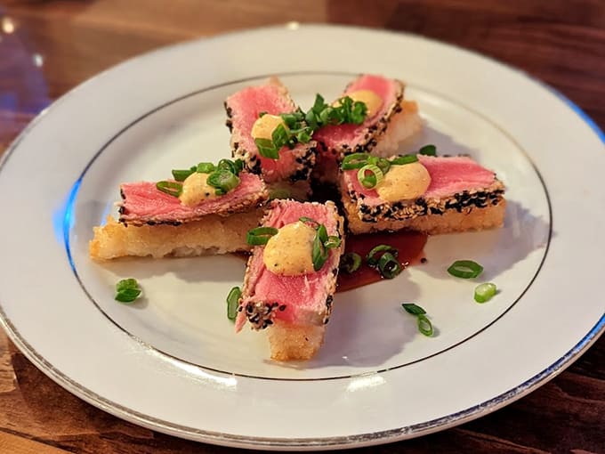 Tuna on Crispy Rice delivers that perfect contrast of textures, like a high-five between East and West on your palate.