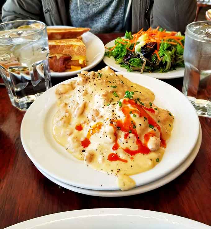 Biscuits and sausage gravy that would make any Southern grandmother nod with approval, right here in Maine.