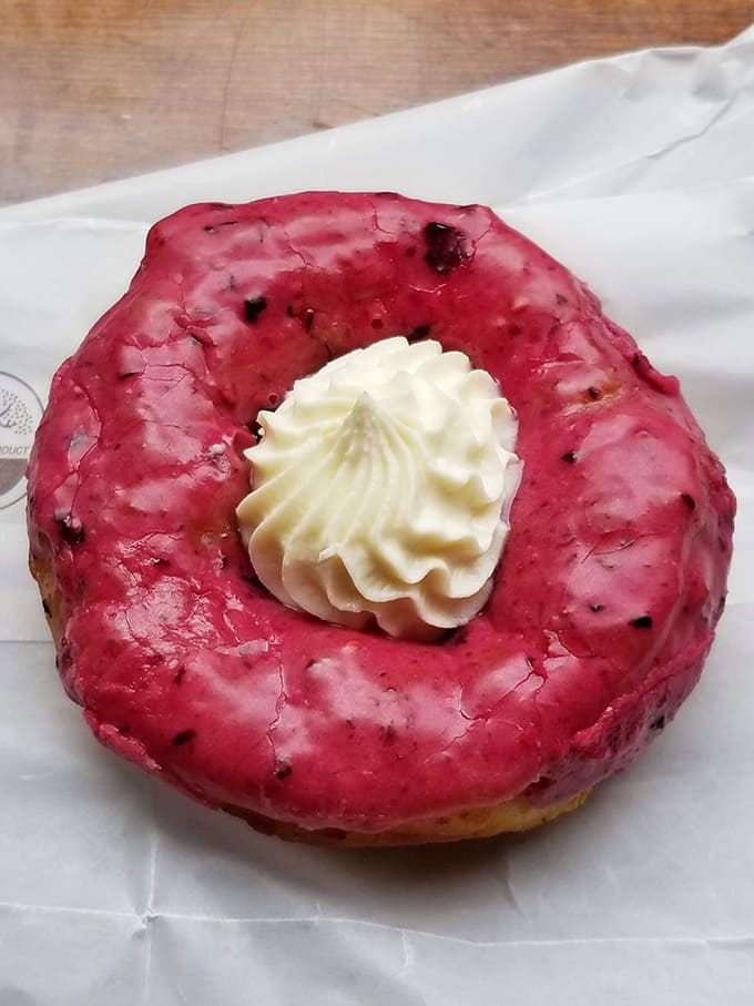 Blueberry cannoli donuts bring Italian pastry vibes to Maine's favorite berry in unexpected harmony.