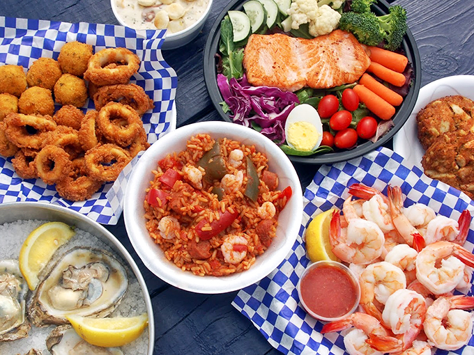 A seafood smorgasbord that will make you want to high-five the chef. Dive in, the flavor's fine!