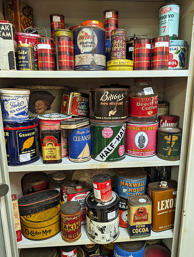 Vintage tins showcase commercial art from when advertising had personality. Before Photoshop, there were actual artists making these designs!