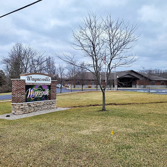Waynesville's welcome sign promises colorful experiences ahead. Like a first date that actually lives up to their profile picture.