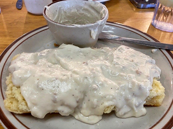 Each spoonful delivers that perfect combination of fluffy biscuit and savory gravy that keeps customers coming back for decades.