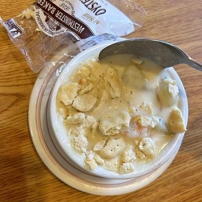 Oyster crackers stand ready to dive into this ocean of flavor &ndash; a chowder so rich and satisfying it could convert even the most devoted clam chowder loyalist.