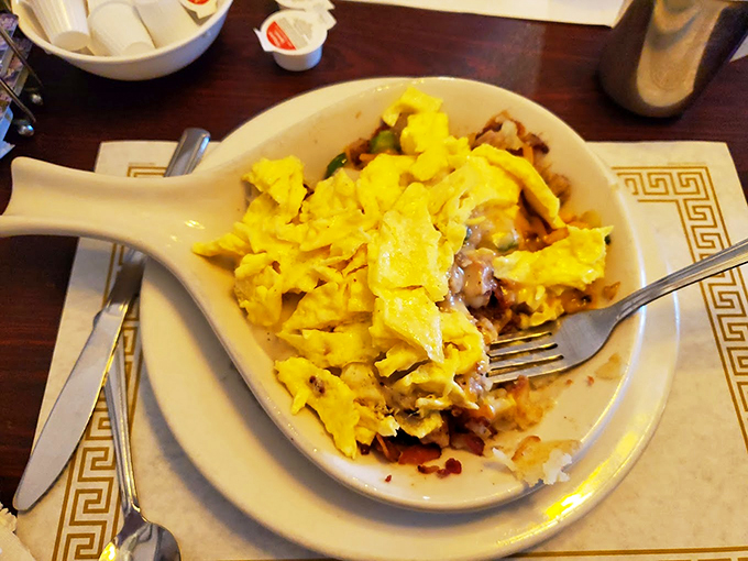 Behold, the breakfast of champions! This skillet is packed with more morning goodness than a rooster's wake-up call.