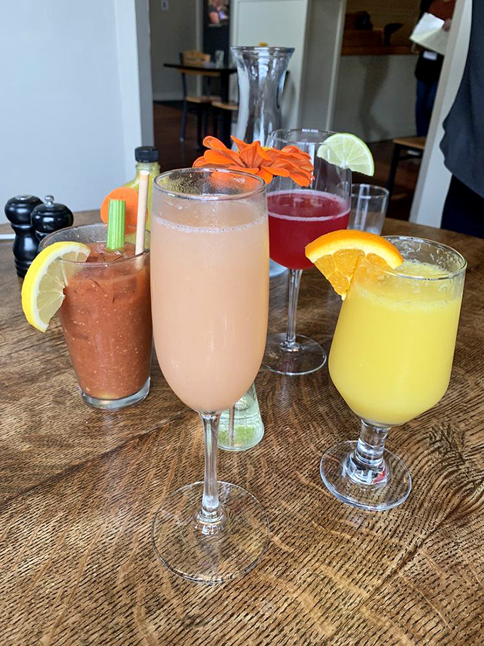 A rainbow of house-made brunch cocktails &ndash; from spicy Bloody Marys to peachy Bellinis &ndash; perfect companions to those famous donuts.
