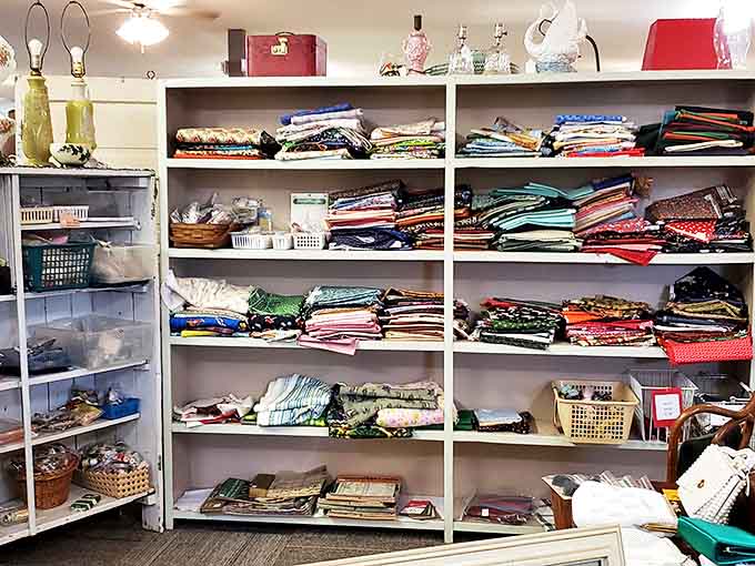 Stacks of vintage fabrics offer quilters and crafters a rainbow of possibilities from eras gone by.