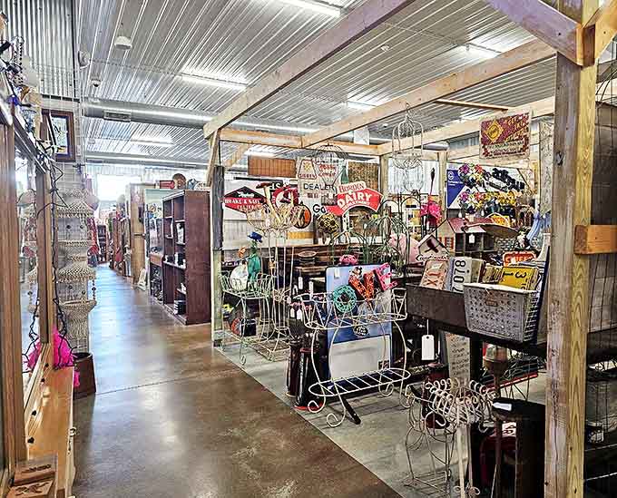 Garden decorations and outdoor collectibles wait patiently for new homes where they can add character to patios and porches across Wisconsin.