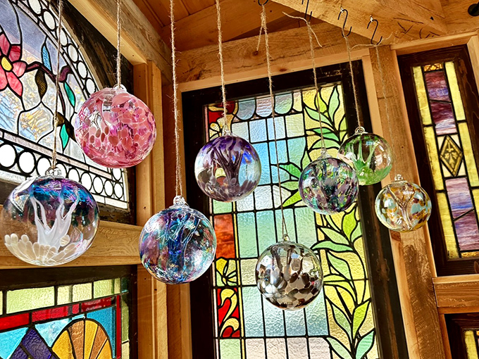 Sunlight dances through handcrafted glass orbs, transforming ordinary windows into portals of prismatic wonder.