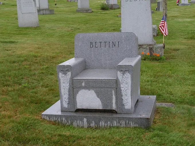 The Bettini family's granite armchair invites visitors to sit and stay awhile&mdash;perhaps the most comfortable headstone you'll ever encounter.