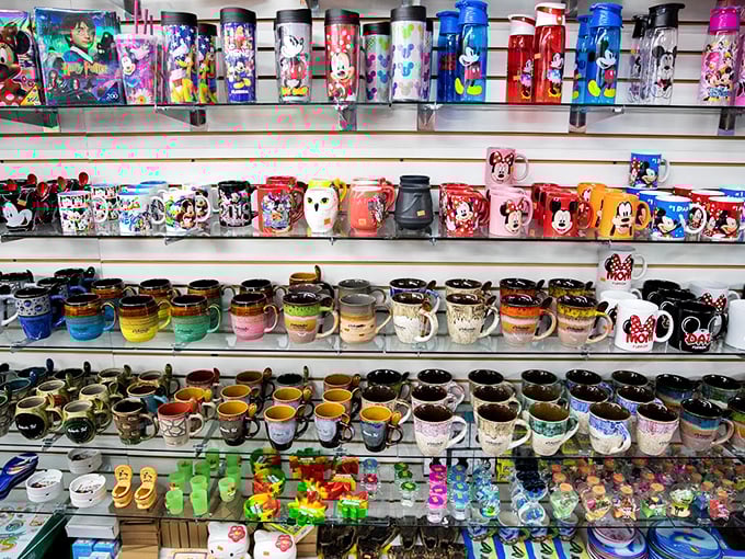 Mug collection that rivals any coffee shop, offering morning motivation with Mickey, beach scenes, and enough Florida sunshine to wake you up.