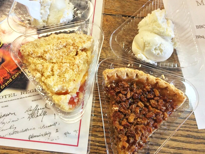 Pie variety is the spice of life at Rock Springs, where fruit crumbles and nutty delights compete for your affection.