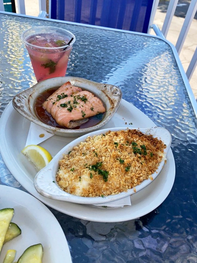The salmon dish arrives like a work of art &ndash; tender fish bathed in a glistening maple glaze alongside perfectly cooked sides that complement rather than compete.