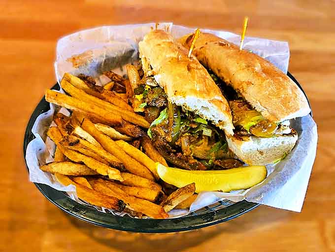 The steak fajita sub brings Tex-Mex flair to sandwich form &ndash; those hand-cut fries aren't just a side dish, they're a supporting character.